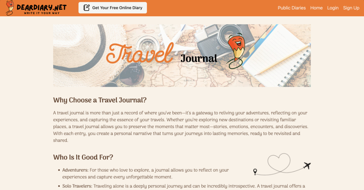 Travel Journals | DearDiary.Net